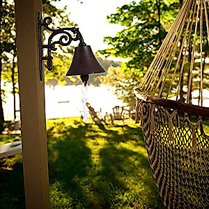 YHRR 1 Set Cast Iron Wall Hanging Bell,Christma Bells Welcome Ship Bell Hand Shaking Doorbell, Wall Mounted Dinner Bell, Metal Wall Art Decoration for Indoor Outdoor Garden Home