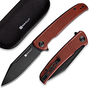Sencut Brazoria Folding Pocket Knife for EDC, Burgundy G10 Handle Black Stonewashed D2 Blade Folding Knife with Clip, Everyday Carry Knife with Liner Lock for Men Women, Lightweight for Indoor Outdoor Fathers Son Gift SA12C