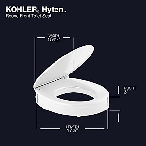 KOHLER Hyten Elevated Quiet-Close Round-Front Toilet Seat, White