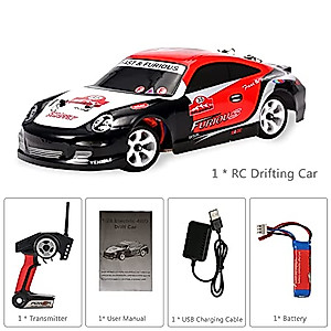 WESTN RC Drift Car, Speed 30KM/H 4WD High Speed Electric RC Sports Car, 2.4GHz 1:28 Scale RC Sports Racing Toy with Alloy Chassis, Suitable for Adults and Children's