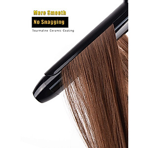 Lanvier 1.25 Inch Clipped Curling Iron with Extra Long Tourmaline Ceramic Barrel, Professional 1 1/4 Inch Hair Curler up to 450°F Dual Voltage for Traveling, Hair Waving Style Tool–Black