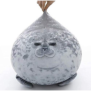 Baboies Plush Seal Pillow, Chubby Blob Seal Pillow Cute Seal Plush Toy Cotton Stuffed Animals (Grey Seals, Small)