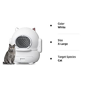 Self Cleaning Cat Litter Box, Automatic Cat Litter Box, Infrared Sensor Cat Litter Box, Safety Protection, Odor Removal with Mat for Multiple Cats