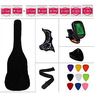YMC 38" Coffee Beginner Acoustic Guitar Starter Package Student Guitar With Gig Bag,Strap, 3 Thickness 9 Picks,2 Pickguards,Pick Holder, Extra Strings, Electronic Tuner -Coffee