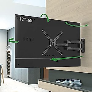Barkan Long TV Wall Mount, 13-65 inch Full Motion Articulating - 4 Movement Flat/Curved Screen Bracket, Holds up to 79lbs, Extremely Extendable, Fits LED OLED LCD