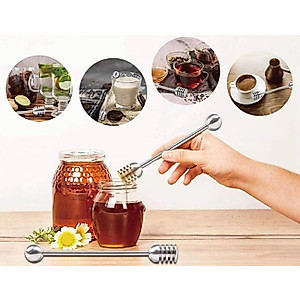 Alunsito Stainless Steel Honey Dipper Stick, 6.3 Inch Honey Wand Server, Removable Honeycomb Stick for Honey Pot Dispense Honey, Wedding Party Favors, 2 Pieces, Gold