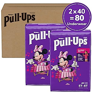 Pull-Ups Girls' Potty Training Pants, Size 5T-6T Training Underwear (46+ lbs), 80 Count (2 Packs of 40)