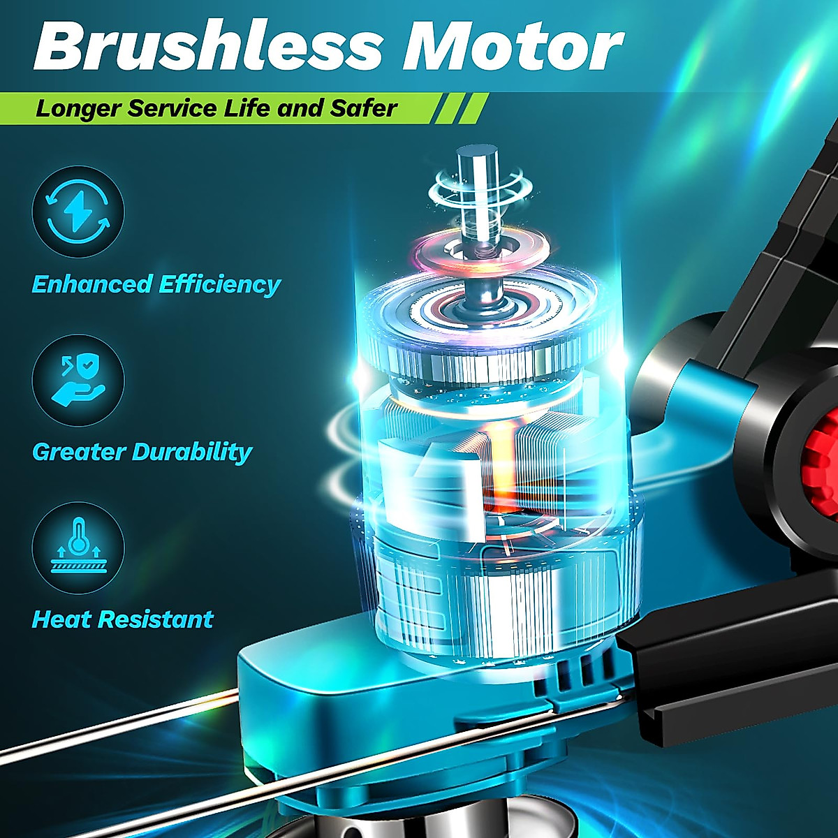 Saker String Trimmer Cordless Electric, Weed Wacker Battery Operated with 2X22V Batteries, 13 inch Weed Eater Cordless with Brushless Motor, Weed Wacker Electric for Home Garden and Yard