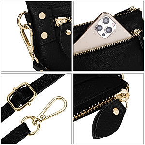 YALUXE Genuine Leather Wristlet Handbags Purses Clutch Pouch Wallet Crossbody Bags for Women