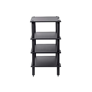 Monolith 4 Tier Shelf Audio Stand - Open Air Storage, Modular Design, Sturdy, Compatible with Bose, Polk, Sony, Yamaha, Pioneer and Others, Black