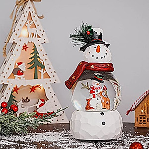 Topadorn Christmas Water Glass Snow Globes with Snowflakes Snow Globe,Music Box Holiday Decorative, Snowman