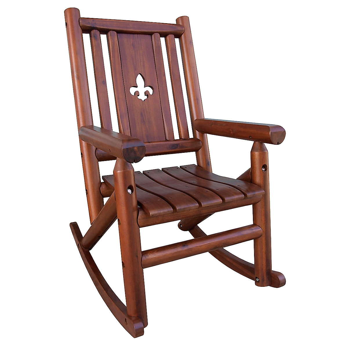 Leigh Country Amberlog Single Rocker with Fleur-De-Lis Cutout Rocking Chair, Brown