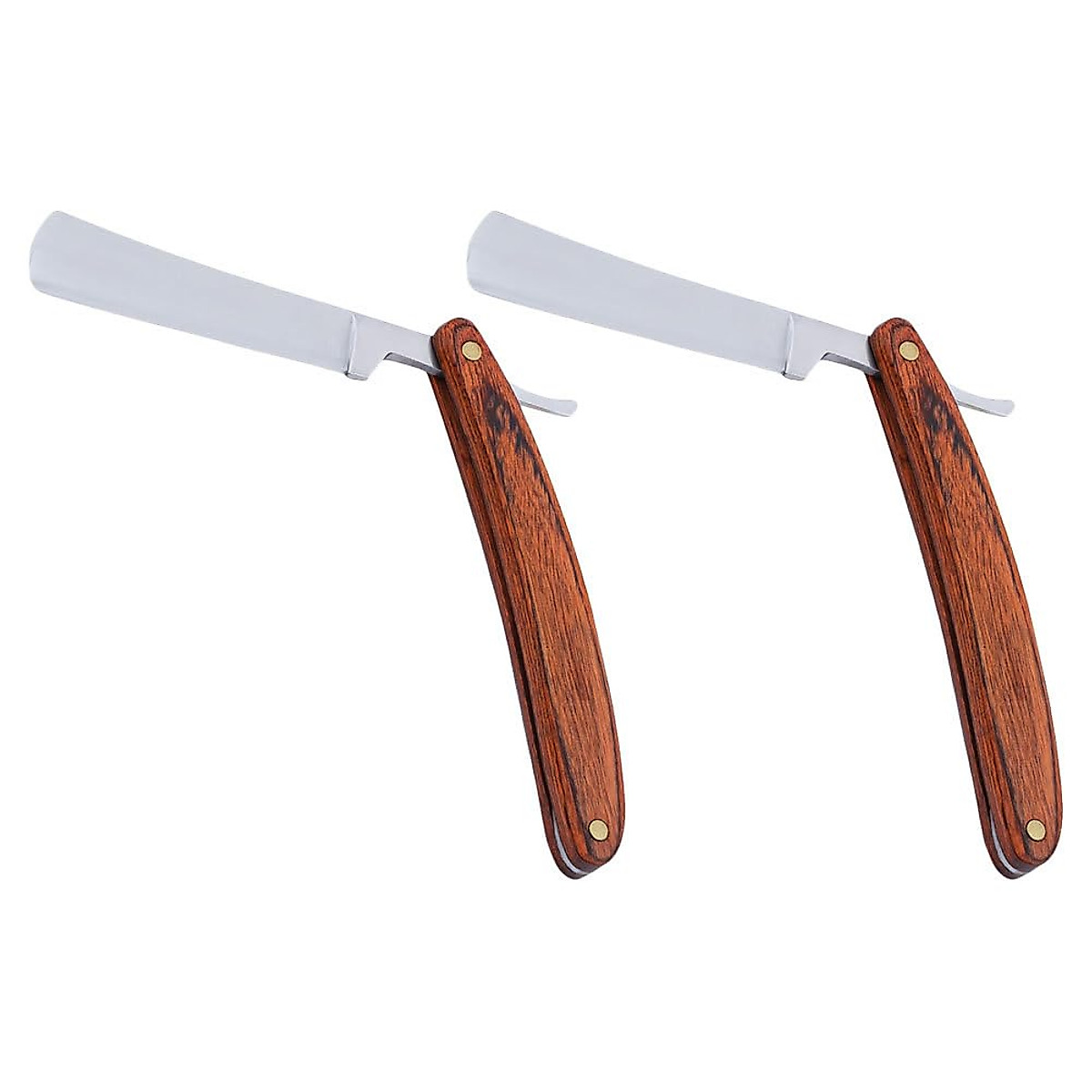 HEALLILY 2Pcs Straight Razor Vintage Folding Shaving Razor Manual Shaver Old Fashion Beard Shaver with Wood Handle Barber Shaver Tool