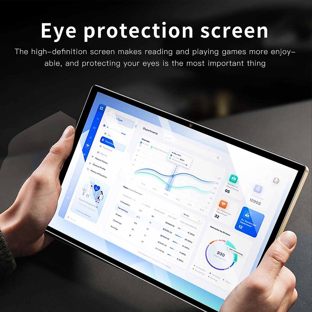 PUSOKEI Android 12.0 Tablet 10.1in, Dual SIM Calling Tablet, Octa Cores Processor, 6GB RAM 128GB ROM, 1960x1080 IPS Display Screen, 8MP & 13MP Camera, 2.4G/5G WiFi, BT 5.0, 8000mah(Gold)(6G+128G)