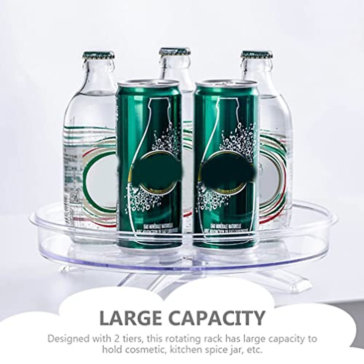 DOITOOL Kitchen Jar Holder Turntable Rack 2-Tier Rotating Cosmetics Organizer Makeup Storage Holder Kitchen Counter Cabinet Organizer Tray Seasoning Bottle Rack