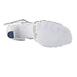 Very Fine Dancesport Shoes - Women's Latin, Rhythm, Salsa Ballroom Dance Shoes - 6030-2.5 inch Heel & Heel Protectors (Silver Stardust & Silver Leather, Size 8.5)