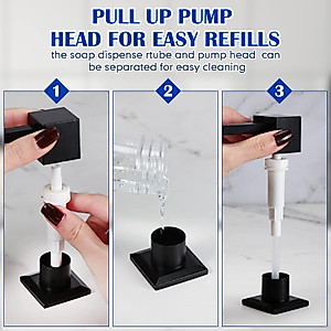 2 Pieces Matte Black Soap Dispenser for Kitchen Sink and 2 Inch Sink Hole Cover Set Countertop Dish Pump Head Sink Soap Dispenser with 17 oz Bottles Stainless Steel Faucet Hole Cover Sink Accessories