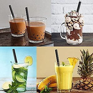 RENYIH 400 Pcs Black Boba Straws Jumbo Smoothie Straws,Individually Wrapped Disposable Plastic Large Wide-mouthed Milkshake Drinking Straws(0.43" Wide X 9.45" Long)