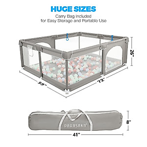 PARASAKA Baby Playpen, 72” x 59” Extra Large Baby Play Pen Play Yard, Playpen for Babies and Toddlers, Baby Fence Play Area, Baby Gate Playpen