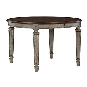 Signature Design by Ashley Londenbay Classic Farmhouse Oval Dining Room Extension Table, Brown & Gray