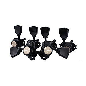 Guyker Locking Guitar Machine Heads (3R + 3L) – 1:15 Ratio Lock String Vintage Deluxe Tuning Key Pegs Tuners Set Replacement for Electric, Acoustic or Folk Guitars - Black Handle