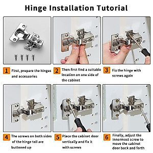 Cabinet Hinges 2 Pack (1 Pair), Evanda Stainless Steel Overlay Soft Close Hinges for Kitchen Cabinets, 1/2 inch Self Closing Door Hinges with Mounting Screws, Damper-3 Way Adjustability
