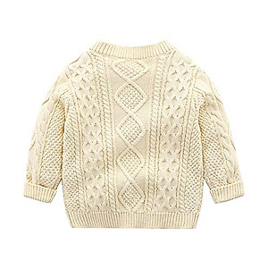 Infant Baby Boys Cardigan Crochet Sweater Toddler Knit Button up Casual Sweatshirt Beige