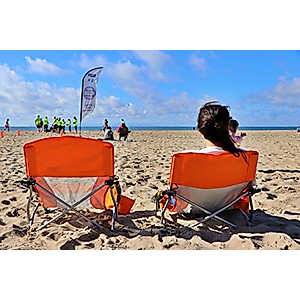 Nice C Beach Chair with Umbrella and Cooler + Low Beach Chair 2 Pack Orange