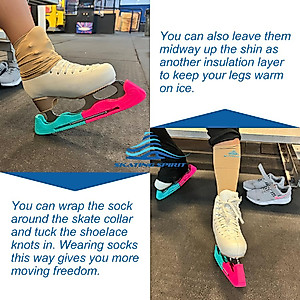 SkatingSpirit Figure Skating Socks (2 Pairs), Knee high, Extra wide cuff band non-slipping (Beige)