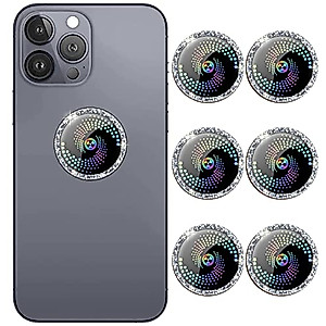 Crystal Diamond Flashing Sticker 6 pcs for Mobile Phones 2021 Latest Model–Anti-R Multi-Layer Protection Cell Phone Stickers, for Smart Phone, Laptops, Tablets, Pad, All Devices(Shine Silver）