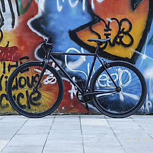 AVASTA Single-Speed Fixed Gear Urban Commuter Bike for Women and Men,Light weihgt Unisex Fixie Bike,Flat Handlebar and Flip Flop Hub City Road Bike,58 Black