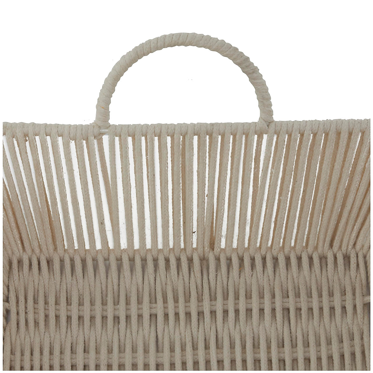 The Novogratz Cotton Handmade Woven Storage Basket with Handles, Set of 2 18"W, 17"W, Cream