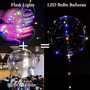 Led Balloons , 15pcs 24inch Clear balloon 10set Light Up Colorful Bobo Balloons Transparent Light Balloons, Weddings, Banquets, Outdoor and Indoor Parties, Anniversary, House Party, Birthday