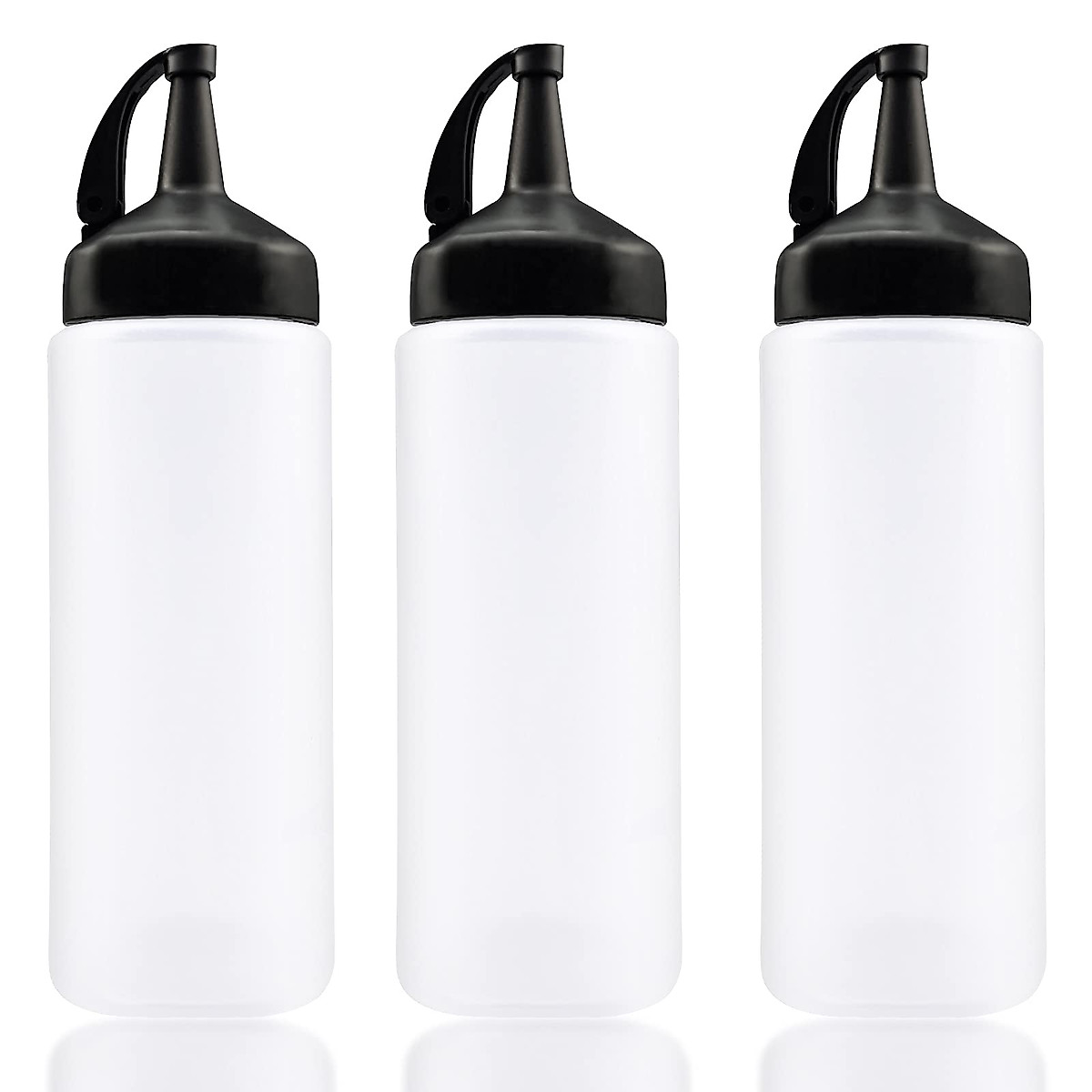 3PACK Plastic Squeeze Bottles,6 oz Plastic Squeeze Squirt Condiment Bottles With Leak-Proof Cap,Condiment Squeeze Bottles Ketchup Squeeze Bottle For Kitchen Use.