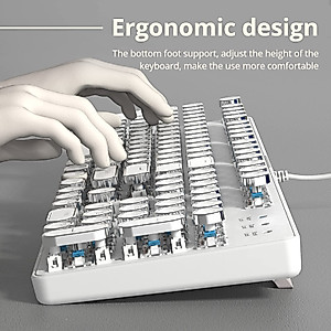 Retro Mechanical Gaming Keyboard Rainbow Backlit , Punk Vintage StyleDustproof Mechanical Ergonomic Keyboard with 104 Keys for Computer Game Enthusiasts Home Office Use