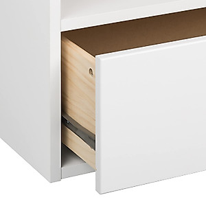 Prepac 4-Drawer Hanging Dresser and Floating Nightstand Set, Wall-Mount Nightstand and Dresser for Bedroom 16" D x 42.25" W x 17.25" H, White, WRBW-1401-2M