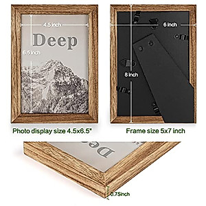 Emfogo 5x7 Picture Frame, Pack of 2 Rustic Picture Frames 5x7 with Real Glass, Solid Wood 5x7 Photo Frame for Table Top Display or Wall Mounted (Carbonized Brown)