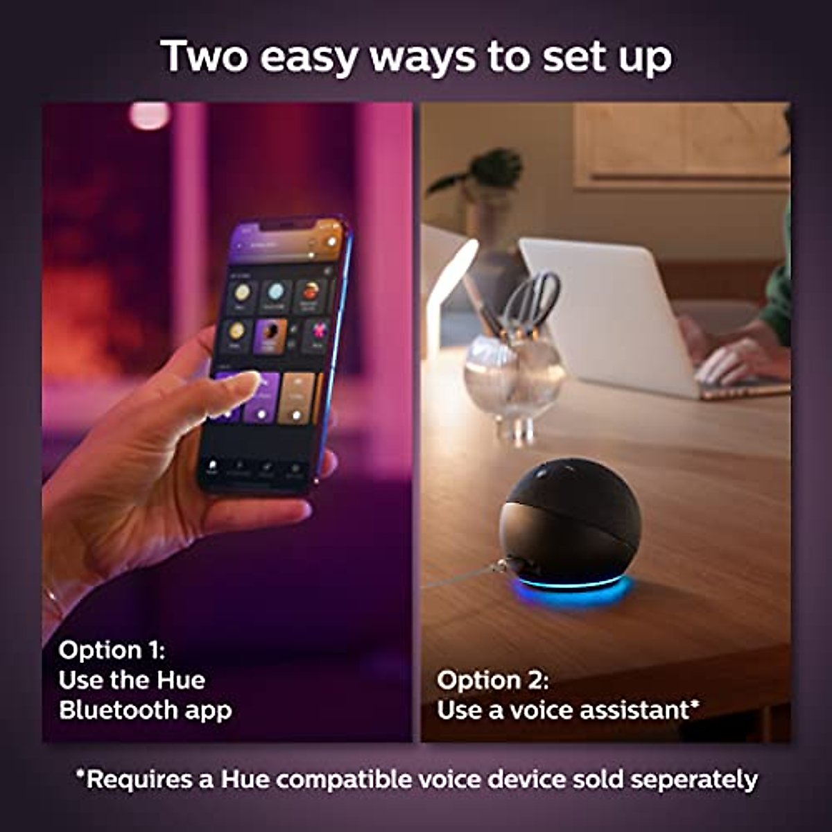 Philips Hue White and Color Ambiance 2-Pack A19 LED Smart Bulb, Bluetooth & Zigbee Compatible (Hue Hub Optional), Works with Alexa & Google Assistant, 2 Bulbs