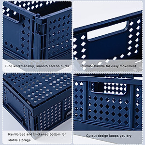 Klyuqoz Pastel Crates, 3 Pack Storage Crates Plastic Stackable, Large Size (9.5 X 6.3 X 3.9 in), Desktop Storage Crates, Folding for Home Kitchen Bedroom Office.Blue, Gray, White