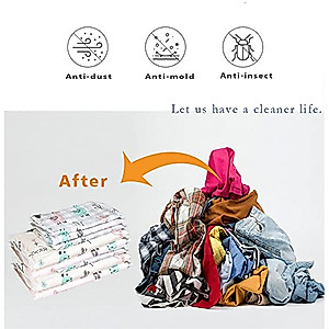 Space Saver Bags with Hand-pump Vacuum Compression Storage Bag 5 Pack(1 Large, 2 Medium, 2 Small)Vaccumed Sealer Clothes Bags for Travel Airtight & Reusable for Bedding, Blankets,Duvets and More