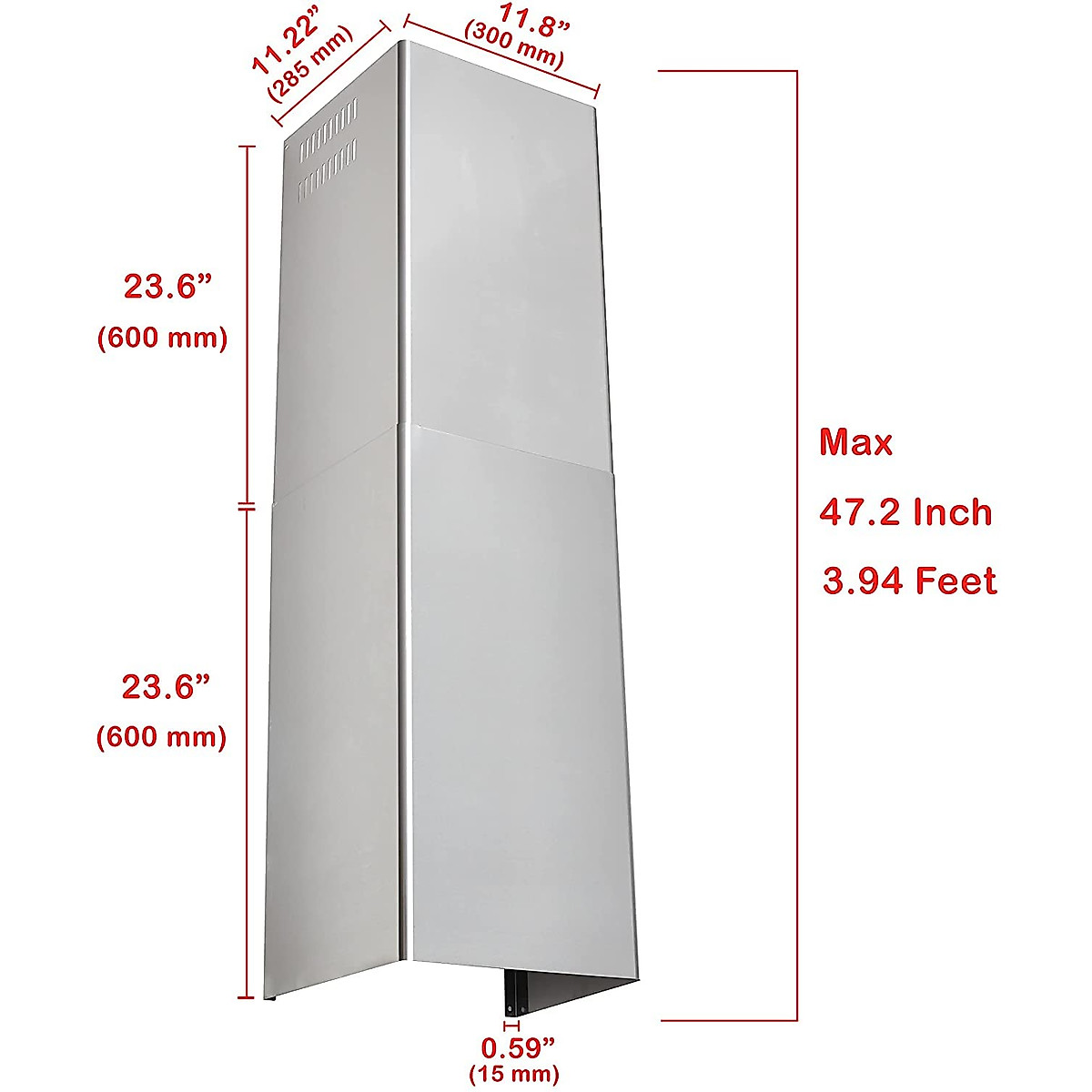 HTH HTHomeprod 30 Inch Wall Mount Range Hood Stainless Steel Chimney Extension Duct Cover Up to 10ft. Ceiling