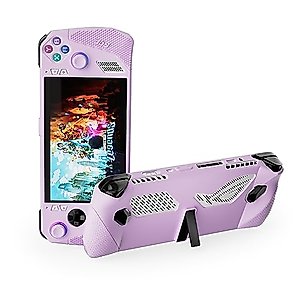 Silicone Skin Case for 2023 ASUS ROG Ally Handheld, ROG Ally Accessories Protective Cover Grip with Stand (Purple)