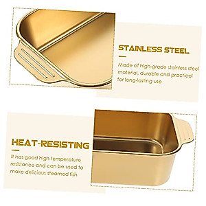 Yardwe Stainless Steel Grill Pan Bread Baking Pan Bread Loaf Pan Cake Tray Cake Oven Pans Metal Dinner Plates Steam Table Pan Serving Tray for Kitchen Convenient Serving Plate Party Tray