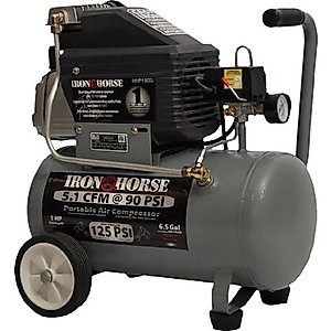 Iron Horse IHHP1065L 6.5-Gallon Portable Electric Air Compressor, 125 PSI Max