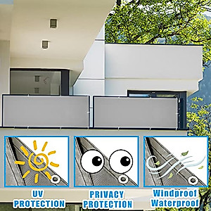 YangAera Balcony Privacy Screen Cover with Cable Ties & Ropes Weather-Resistant Waterproof Cover Screen Shield for Apartment Porch Outdoor Backyard Patio (Size: 3x14.8ft)-Stone Pattern