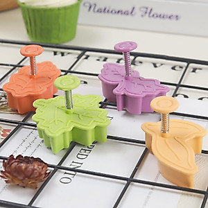 4Pcs Leaf Plunger Cutter Maple Leaf Cookie Cutter Baking Pie Crust Cutters for Thanksgiving