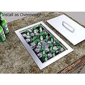 SUNSTONE B-IC14 Over/Under Height Single Basin Insulated Wall Ice Chest with Cover, 14" x 12", Stainless Steel