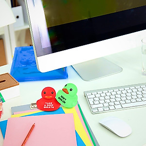 Lenwen 24 Pcs 1.89 Inch Rubber Duck Bath Toy Inspirational Gift Motivational Rubber Ducks Thank You Gifts Inspirational Party Favors Baby Shower Decorations Birthday (Red, Yellow, Blue, Green)