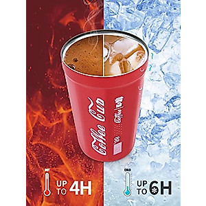 Gr8ware 13oz Travel Coffee Mug with Lid, Leak Proof Coffee Travel Mug for Hot/Iced Drinks, Double Wall, Vacuum Insulation - Red