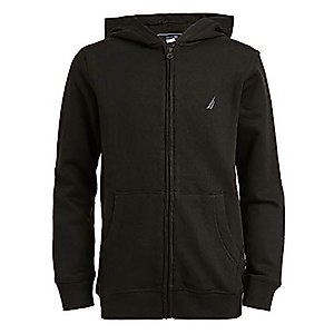 Nautica boys Fleece Zip-up Hoodie Hooded Sweatshirt, Black, 10 12 US